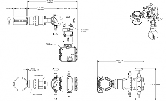 Rosemount 3051 Flow Meter / Rosemount Pressure Transmitter 3051SFA ...