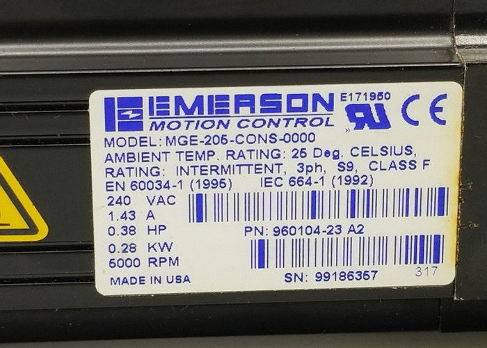 NEW EMERSON MOTION CONTROL Industrial Motors MGE-205-CONS-0000 SERVO ...