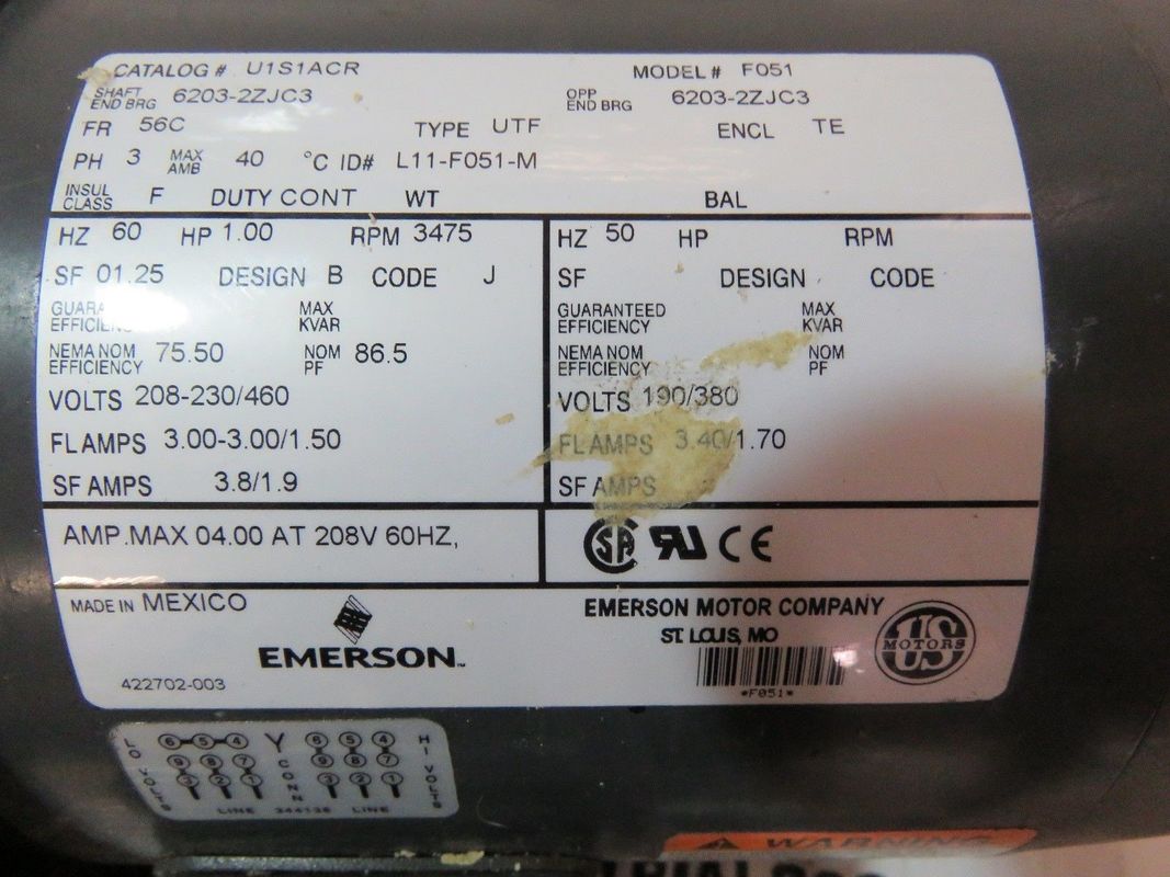 Emerson U1S1ACR F051 Servo Motor brand new and original, 1HP ,3-5 ...