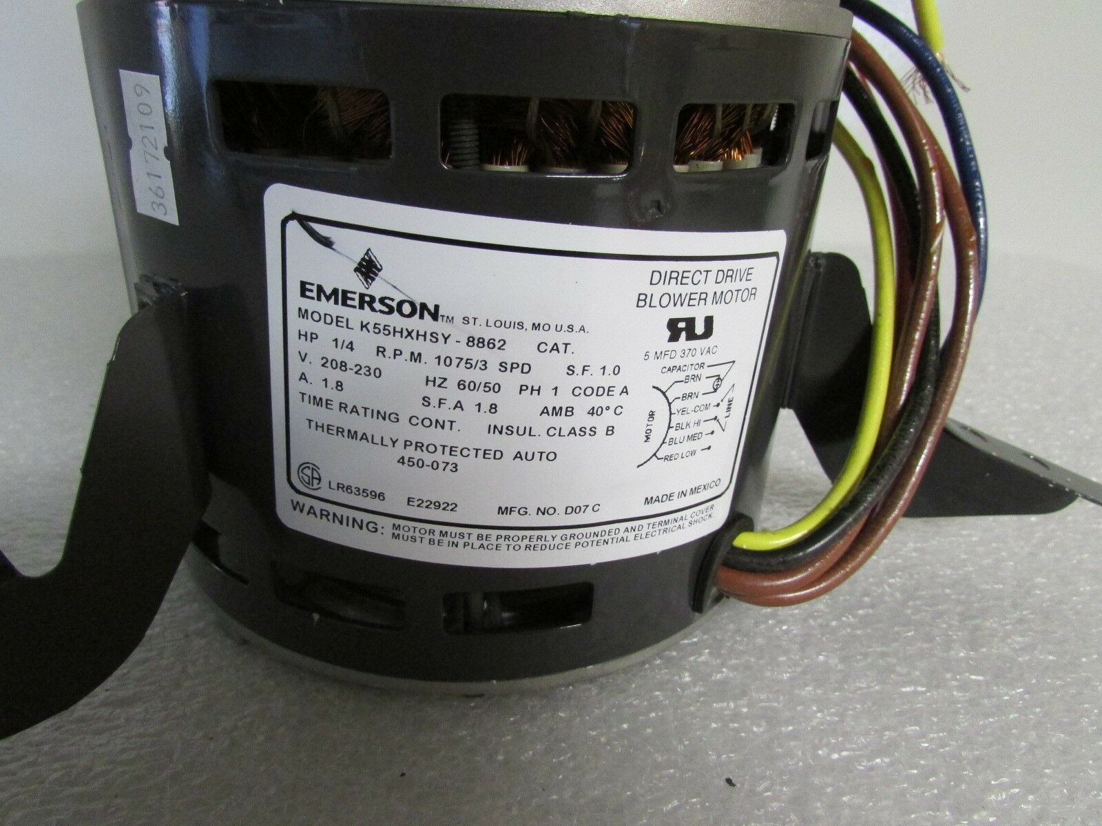 K55HXH5Y-8862 EMERSON Direct Drive Bloewetor 1/4 Hp Replacement Motor